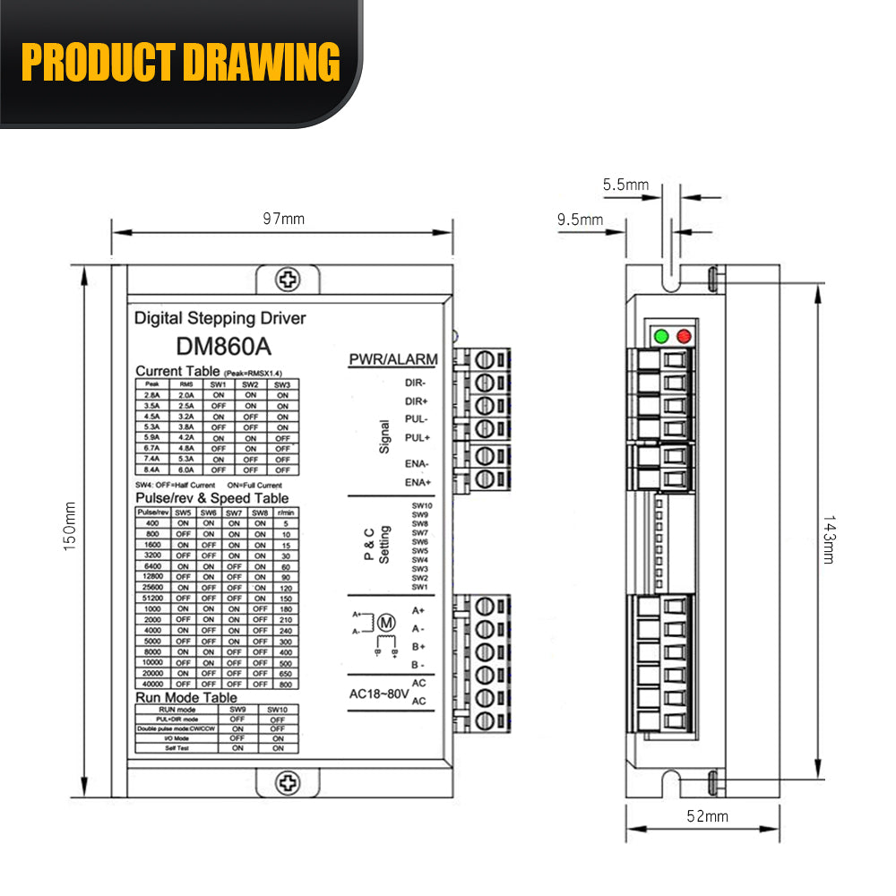 HLTNC Microstep Motor Driver DM860A Suitble for Nema34 Stepper Motor S