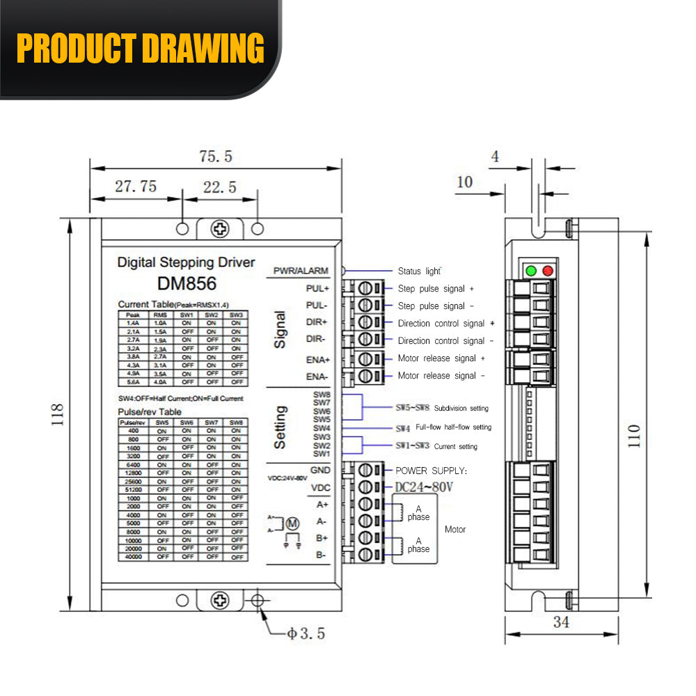 HLTNC Microstep Motor Driver DM542 DM556P DM85 Suitble for 42 57 60 St